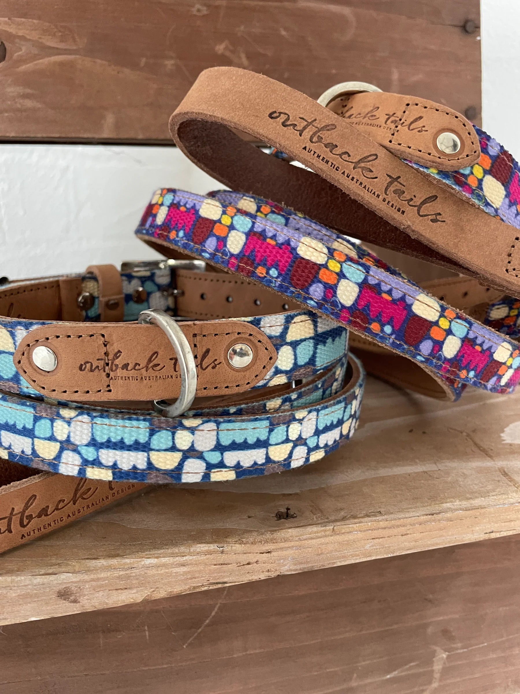 Outback Tails Leather Collar - Blue Puli Puli – Bobbie Dogs